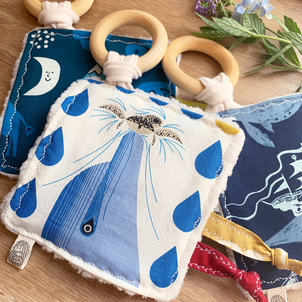 The Bird & Elephant - Baby Blue Crinkle Sensory Teether Toys, Maritime ...