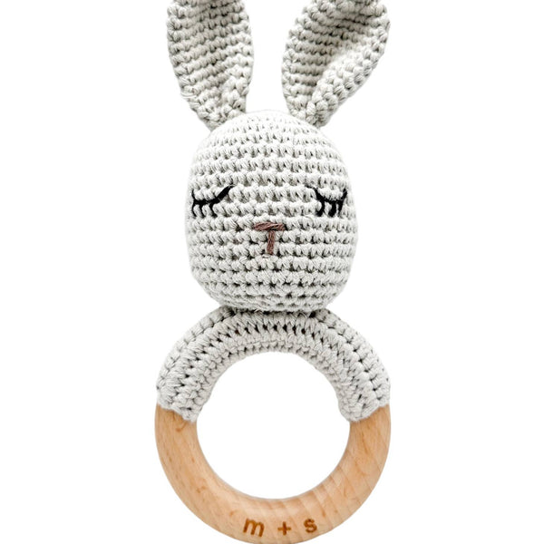 Marlowe and Sage- Bunny Hand Crochet Rattle – Mini Mint